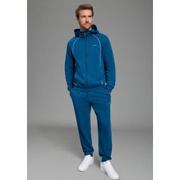 Jogginganzug Eastwind, Herren, Gr. 56/58, blau, angeraute Sweatware, Obermaterial: 60% Baumwolle, 40% Polyester. Kapuzenfutter: 60% Baumwolle, 40% Polyester, unifarben, bequem, Sportanz&uuml;ge Jogginganzug
