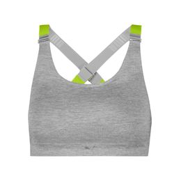 Bustier Puma "Puma WOMEN 3D KNIT SPORT TOP", Damen, Gr. M, N-Gr, grau melange, Single Jersey, Obermaterial: 65% Polyamid, 24% Polyester, 11% Elasthan, BHs Bustier, wendbare und verstellbare Tr&auml;ger f&uuml;r einen personalisierten Look