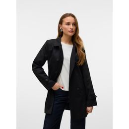 V&eacute;ro Moda Trenchcoat VERO MODA "VMCHELSEA OLIVIA TRENCHCOAT NOOS", Damen, Gr. M, schwarz, Twill, Obermaterial: 100% Polyester, unifarben, regular fit ca. Mitte Oberschenkel, mit Riegel, M&auml;ntel, kurzer 2-Reiher mit abnehmbarem Bindeg&uuml;rtel