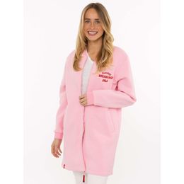 Kurzmantel Zwillingsherz "Sunday Breakfast", Damen, Gr. L, pink, Sweatware, Obermaterial: 50% Baumwolle, 50% Polyester, M&auml;ntel Kurzmantel, gro&szlig;e Stickerei hinten, Rei&szlig;verschluss und Taschen