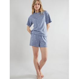 Tom Tailor Short Pajama Set female size L Smoke blue / White