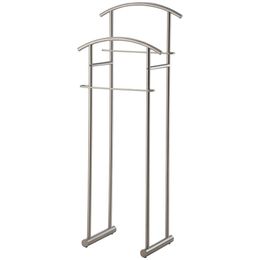 CARRYHOME Herrendiener, Edelstahl, Metall, 43x114x30 cm, standfeste F&uuml;&szlig;e, Hosenhalter, Jackenhalter, Schlafzimmer, Herrendiener