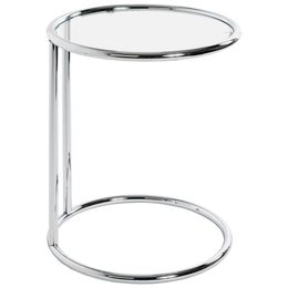 Beistelltisch, Chrom, Metall, Glas, rund, rund, 45x55x45 cm, gastro- und objekttauglich, einfacher Aufbau, Wohnzimmer, Wohnzimmertische, Beistelltische, Beistelltische Metall