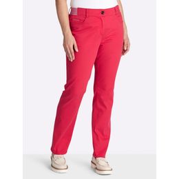 sheego Damen 5-Pocket-Hose mit gestreiften Dehnbund-Eins&auml;tzen, erdbeere, Gr&ouml;&szlig;e 46