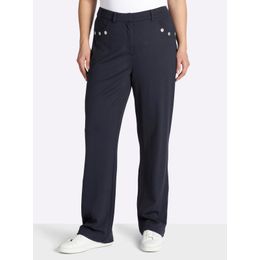 sheego Damen Hose in gerader Beinform, mit Zierkn&ouml;pfen, tiefblau, Gr&ouml;&szlig;e 40