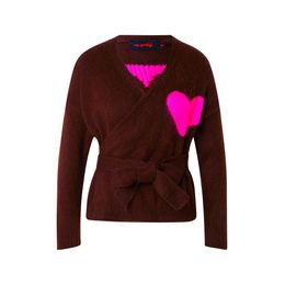 miss goodlife Pullover 'Hearts' Damen Gr&ouml;&szlig;e XS braun / neonpink