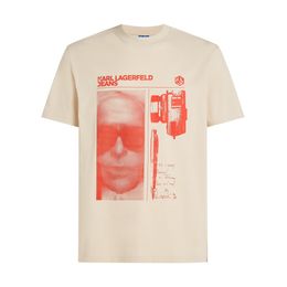 KARL LAGERFELD JEANS T-Shirt Herren Gr&ouml;&szlig;e XS beige / orangerot