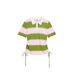 Desigual Poloshirt Damen Gr&ouml;&szlig;e L grasgr&uuml;n / hellpink / wei&szlig;