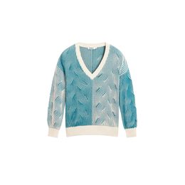 Desigual Pullover Damen Gr&ouml;&szlig;e XS blau / wollwei&szlig;