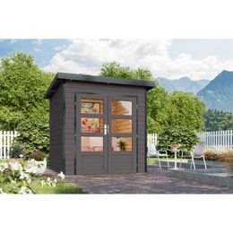 Karibu Gartenhaus 'Meteor 1 B' Fichtenholz terragrau/anthrazit 200,5 x 219 x 200,5 cm