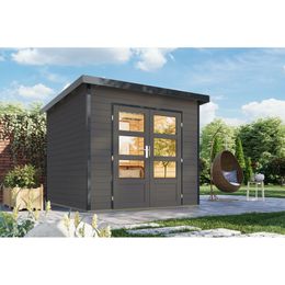 Karibu Gartenhaus 'Meteor 3 B' Fichtenholz terragrau/anthrazit 240,5 x 219 x 240,5 cm