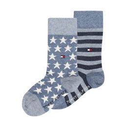 Tommy Hilfiger Socken M&auml;dchen Gr&ouml;&szlig;e 27/30 taubenblau / hellblau / wei&szlig;