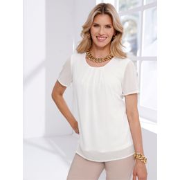 WITT Damen Kurzarm-Bluse in Georgette-Qualit&auml;t, ecru, Gr&ouml;&szlig;e 40