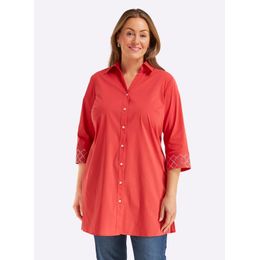 sheego Damen Longbluse in leichter A-Linie, erdbeere, Gr&ouml;&szlig;e 40
