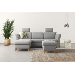 Ecksofa Home Affaire, B:249cm H:86cm T:162cm, grau, 100% Polyester, Wohnzimmer, Sofas, "Trelleborg L-Form", Federkern-Polsterung, wahlweise mit