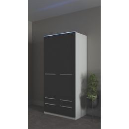 Kleiderschrank Priess, B:94cm H:193cm T:54cm, schwarz, Holzwerkstoff, Schlafzimmer, Schr&auml;nke, "Schrank Garderobe W&auml;scheschrank Barcelona in 5