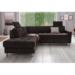 Sit & More Ecksofa SIT & MORE, B:233cm H:78cm T:196cm, schwarz, Struktur fein (100% Polyester);Struktur (100% Polyester), Wohnzimmer, Sofas, "Pablo L-Form",