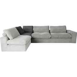 Ecksofa Alina, B:276cm T:226cm, grau, Cord GCT (92% Polyester, 8% Nylon), Wohnzimmer, Sofas, "Sandy", mit losen Sitz und R&uuml;ckenkissen, in modernem