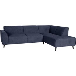 Ecksofa DOMO collection, B:263cm H:81cm T:191cm, blau, Wohnzimmer, Sofas, "Amora, bequem und zeitlos, L-Form", mit Federkern f&uuml;r mehr Sitzkomfort