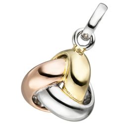 Jobo Damen Kettenanh&auml;nger "Anh&auml;nger Knoten Triolor 11 mm", Silber 925 (Sterlingsilber)goldfarben, Silber 925 (Sterlingsilber), Schmuckanh&auml;nger, 925
