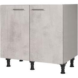 Sp&uuml;lenschrank Nobilia, B:90cm H:87cm T:58,3cm, grau, K&uuml;che, Schr&auml;nke, ""Riva", vormontiert, mit h&ouml;henverstellbaren Sockelf&uuml;&szlig;en", Breite 90 cm