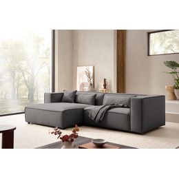 Ecksofa, B:267cm H:66cm T:167cm, grau, LeGer Home by Lena Gercke, 100% Polyester, Wohnzimmer, Sofas, "PIARA mit Kedernaht, Cord, Leinenoptik o.