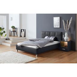Polsterbett, B:150cm H:98cm L:210cm, schwarz, Westfalia Schlafkomfort, Bezug Bett: 100% Polyurethan;Bonnell-Federkernmatratze: 51% Polypropylen, 39%