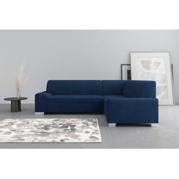 Ecksofa DOMO collection, B:259cm H:85cm T:191cm, blau, Wohnzimmer, Sofas, "Anzio in kubischer Formensprache, flache Armlehnen, L-Form", Wahlweise mit