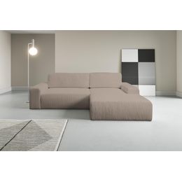 Ecksofa WERK2, B:267cm H:85cm T:165cm, grau, 100% Polyester, Wohnzimmer, Sofas, "Rotterdam-L, kuschelweicher Cord oder Breitcord, L-Form, Breite 267