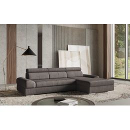 Sit & More Ecksofa SIT & MORE, B:284cm H:79cm T:171cm, grau, 100% Polyester, Wohnzimmer, Sofas, "Broadway L-Form", inklusive Kopfteilverstellung, wahlweise mit
