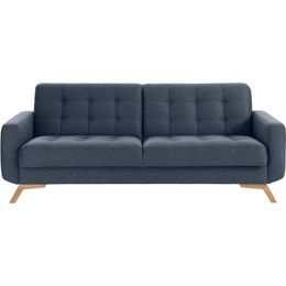 3-Sitzer, B:222cm H:87cm T:89cm, blau, exxpo - SOFA FASHION, Vintage (100% Polyester);Webvelours (100% Polyester), Sofas, "Fiord, aktuelles Design,