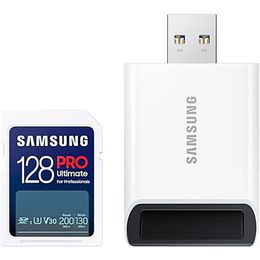 Samsung Speicherkarte "SD PRO Ultimate + USB Adapter", 128 GB, wei&szlig;, Speicherkarten