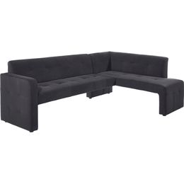 Essbank, B:157cm H:82cm T:245cm, schwarz, exxpo - SOFA FASHION, Luxus-Microfaser (100% Polyester), K&uuml;che, Sitzb&auml;nke, "Barista, bequem und elegant,