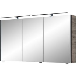 Spiegelschrank SAPHIR, B:133,2cm H:70,3cm T:17cm, braun, Badezimmer, Schr&auml;nke, "Serie 7045 Badezimmer-Spiegelschrank inkl. LED-Beleuchtung, 3 T&uuml;ren",