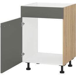 Sp&uuml;lenschrank KOCHSTATION, B:50cm H:75cm T:56cm, grau, K&uuml;che, Schr&auml;nke, ""KS-Scafa"", in verschiedenen Breiten, wahlweise T&uuml;ranschlag rechts oder