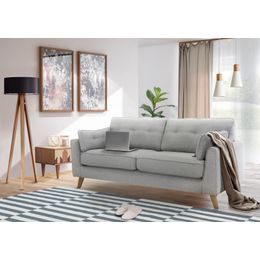 3-Sitzer Home Affaire, B:201cm H:88cm T:87cm, grau, Struktur weich (100% Polyester);Samtoptik (100% Polyester), Sofas, "Copenhagen", feiner Keder,