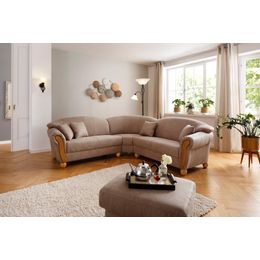 Ecksofa Home Affaire, B:233cm H:83cm T:81cm, beige, Wohnzimmer, Sofas, "Milano Vintage, L-Form", mit Federkern, Bezug in Lederoptik, incl. 4