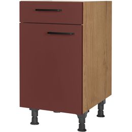 Unterschrank Nobilia, B:45cm H:87cm T:58,3cm, rot, K&uuml;che, Schr&auml;nke, ""Easytouch", Ausrichtung w&auml;hlb., vormontiert, in den Breiten 30, 45 &", 60 cm