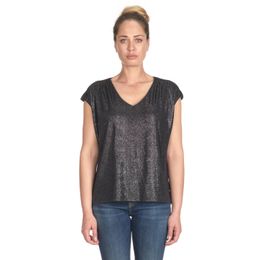 Damen T-Shirt "PAULA", schwarz, Gr. XS, Le Temps Des Cerises, unifarben, 96% Polyester, 4% Elasthan, Shirts, mit V-Ausschnitt