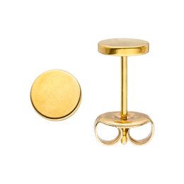 Jobo Damen Paar Ohrstecker, 6mm, Edelstahl, gold, Edelstahl, Ohrringe, STUDS rund Edelstahl goldfarben