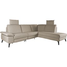 Ecksofa Alina, B:267cm H:118cm T:210cm, beige, Struktur GBA (100% Polyester), Wohnzimmer, Sofas, inkl. Kopfst&uuml;tzen, wahlweise mit Relaxfunktion,