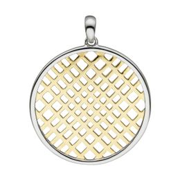 Jobo Damen Kettenanh&auml;nger "Anh&auml;nger rund mit Gitterstruktur 25 mm", Silber 925 (Sterlingsilber)goldfarben, Silber 925 (Sterlingsilber),