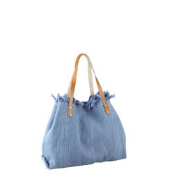 Damen Schultertasche "Beach", Collezione Alessandro, blau, Baumwolle, Taschen, mit echt Leder Henkeln