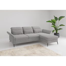Sit & More Ecksofa SIT & MORE, B:264cm H:92cm T:198cm, grau, 100% Polyester, Wohnzimmer, Sofas, "Emely, inkl. Sitztiefenverstellung", wahlweise mit