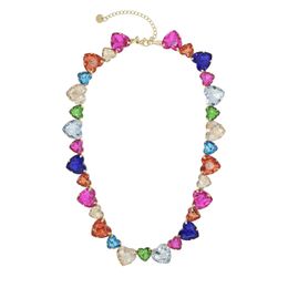 Damen Kette mit Anh&auml;nger "Heartshine", bunt, Basic, Collezione Alessandro, Glas, Halsketten, mit funkelnden Glasherzen