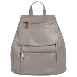 Samantha Look Damen Cityrucksack, grau, Leder, Rindsleder, beschichtet, leicht gl&auml;nzend, Rucks&auml;cke, echt Leder, Made in Italy