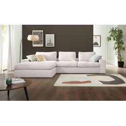 Ecksofa Alina, B:326cm T:180cm, grau, Cord GCT (92% Polyester, 8% Nylon), Wohnzimmer, Sofas, "Sandy", mit Recamiere, in modernem Cordstoff
