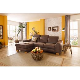 Ecksofa Home Affaire, B:264cm H:86cm T:170cm, braun, Luxus-Microfaser Florence (100% Polyester);Struktur fein (100% Polyester);Luxus-Microfaser