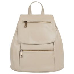 Samantha Look Damen Cityrucksack, beige, Leder, Rindsleder, beschichtet, leicht gl&auml;nzend, Rucks&auml;cke, echt Leder, Made in Italy