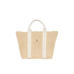 Tommy Hilfiger Damen Tragetasche "TH SPRING LOGO TOTE", beige, Lederimitat, Taschen, Damen Henkeltasche, Strandtasche, Shopper mit TH-Emblem